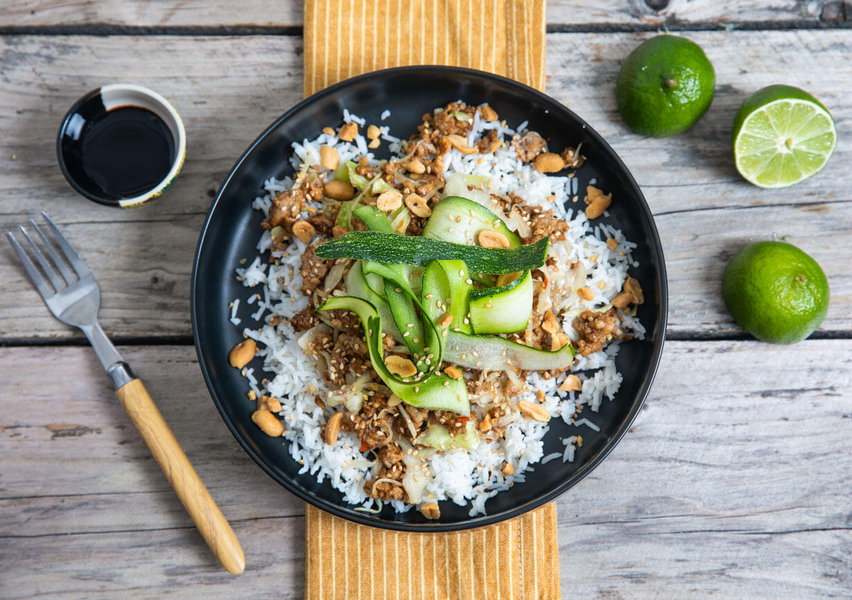 Asiatisk färs med ris